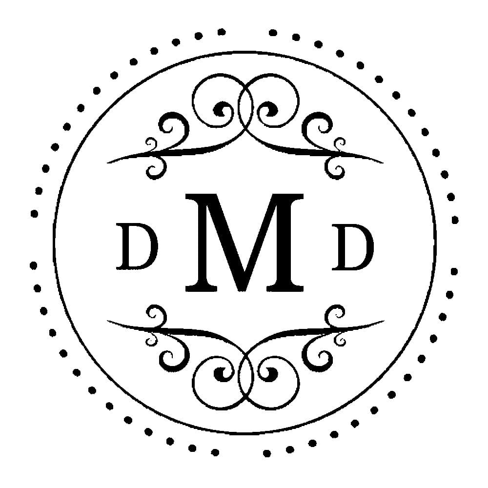 Three Initials Fancy Round Monogram Stamp | getstamps.ca