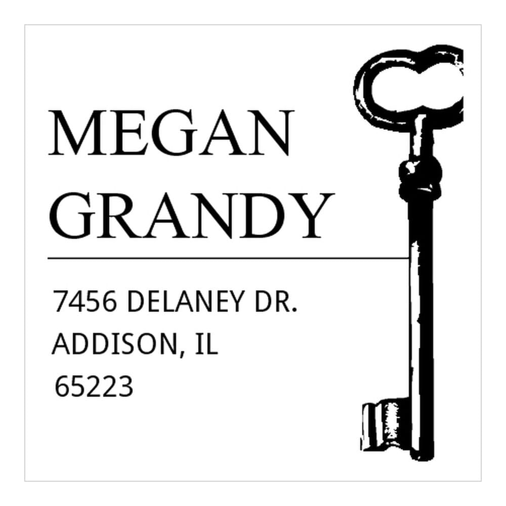 Brass Key Square Monogram Stamp | getstamps.ca