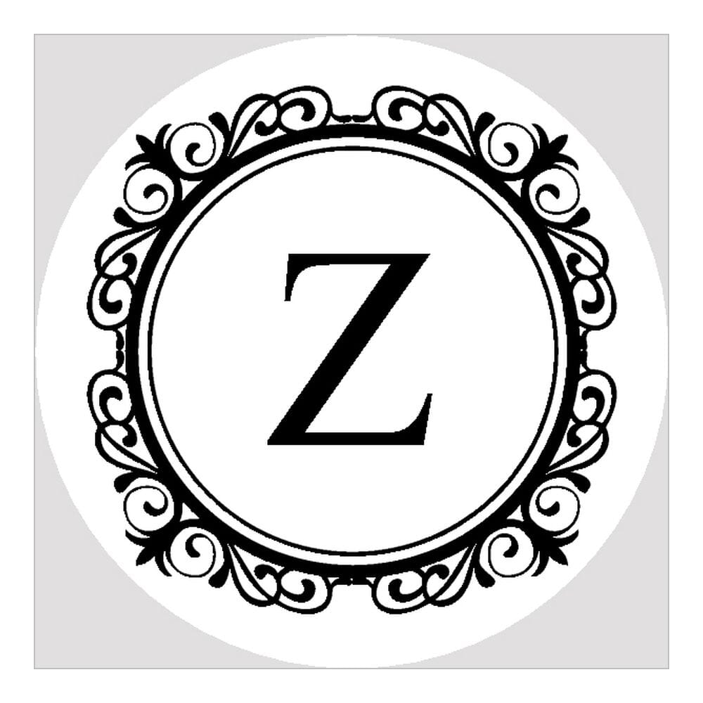 Fancy Border Single Initial Round Monogram Seal | getstamps.ca